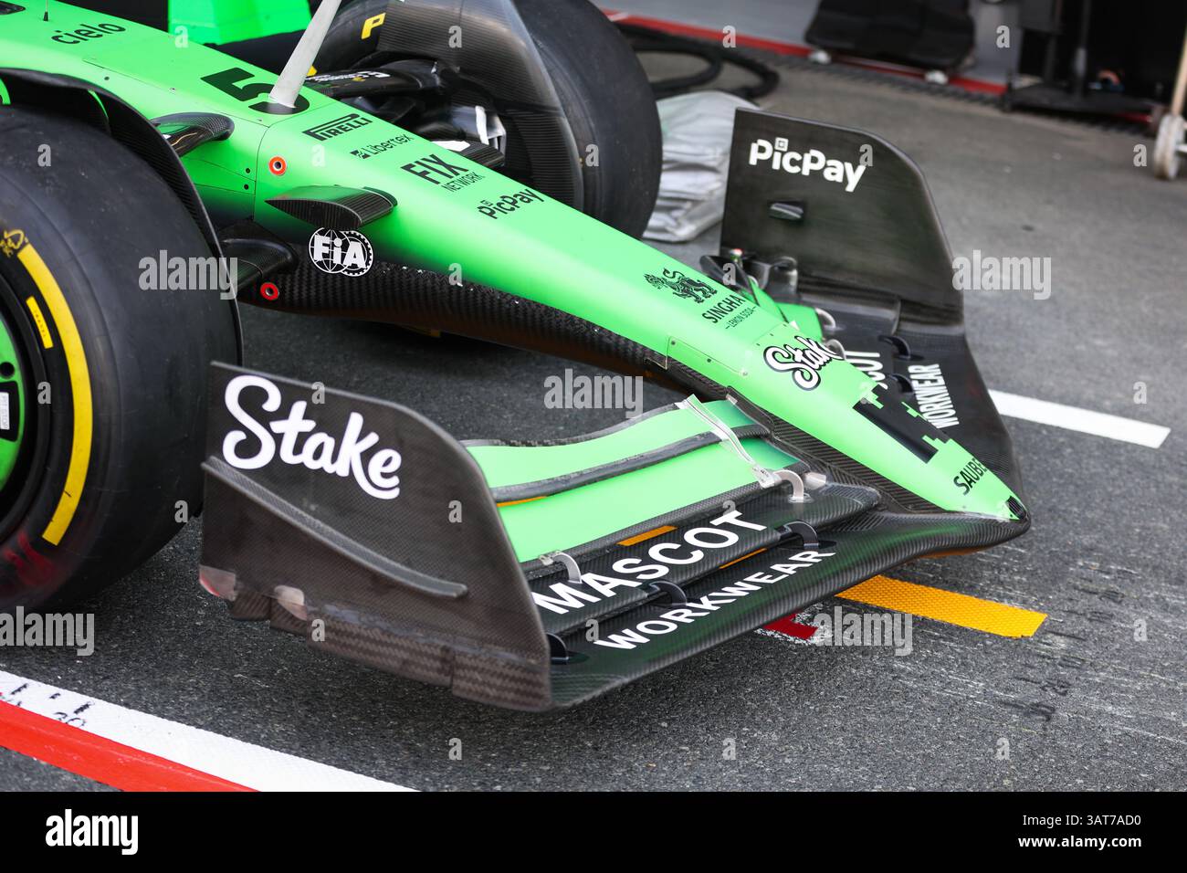 Stake F1 Team Kick C45, mechanical detail front wing during the Formula ...