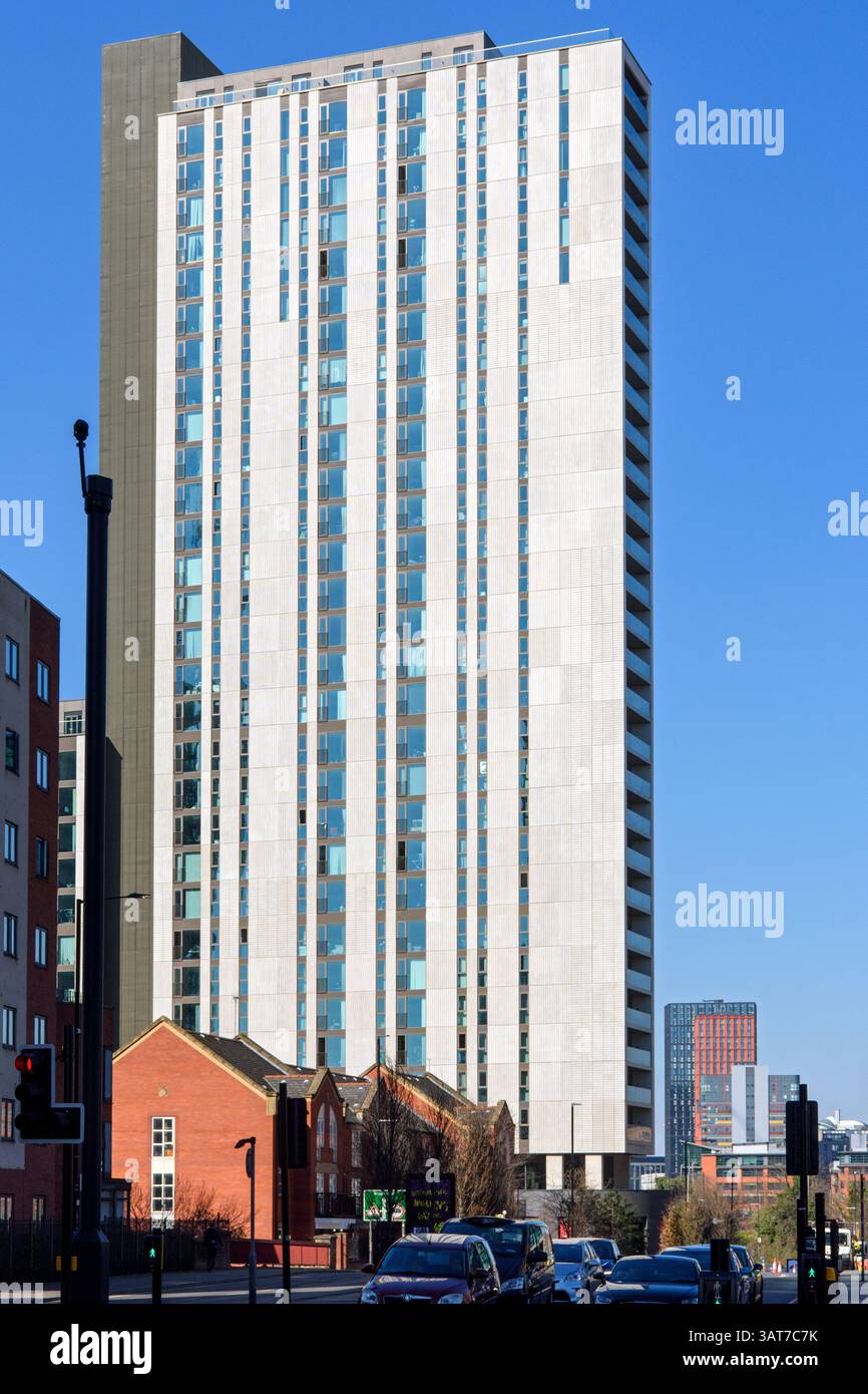The Oxygen Tower apartment block, from Great Ancoats Street, Ancoats ...