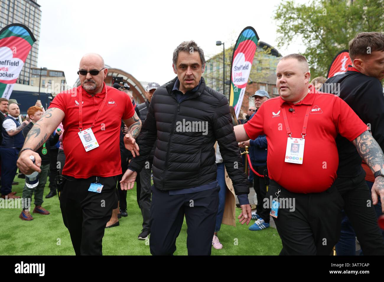 Ronnie O’Sullivan is escorted by security during the 2025 Halo World ...