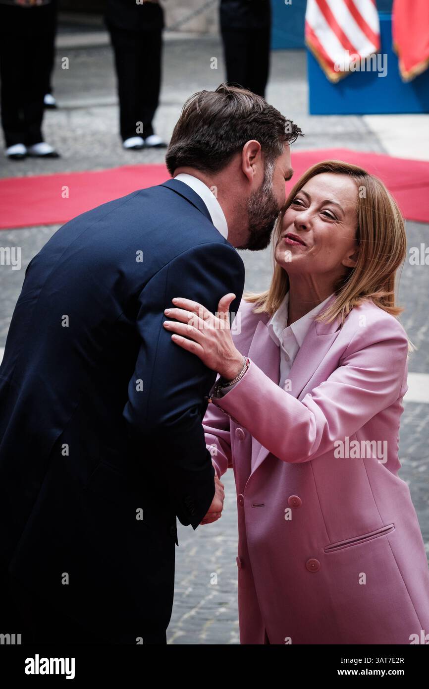 Rome, U.S. Vice President J.D. Vance on an institutional visit to Italy ...