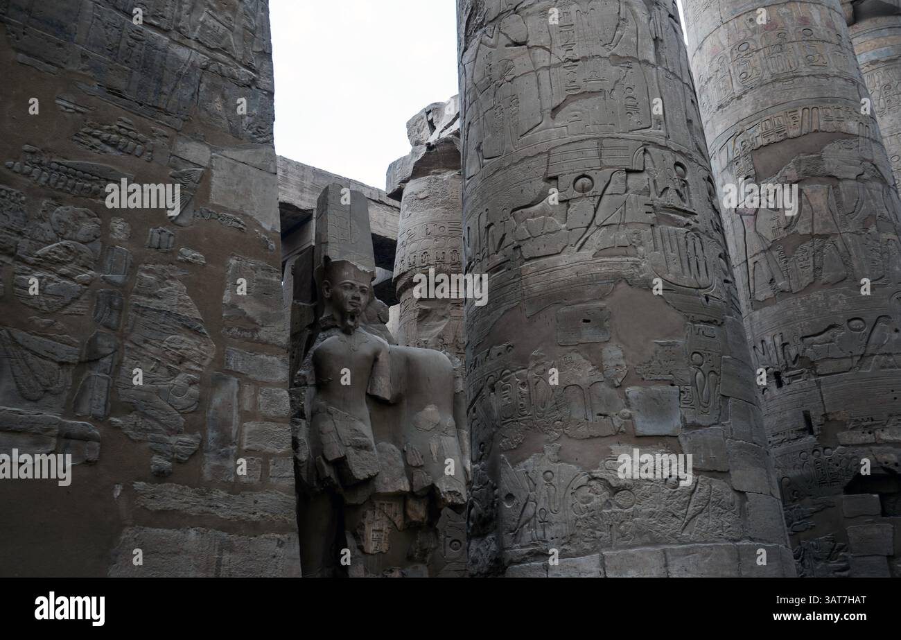 Ancient Egyptian temple interior featuring intricately carved stone ...