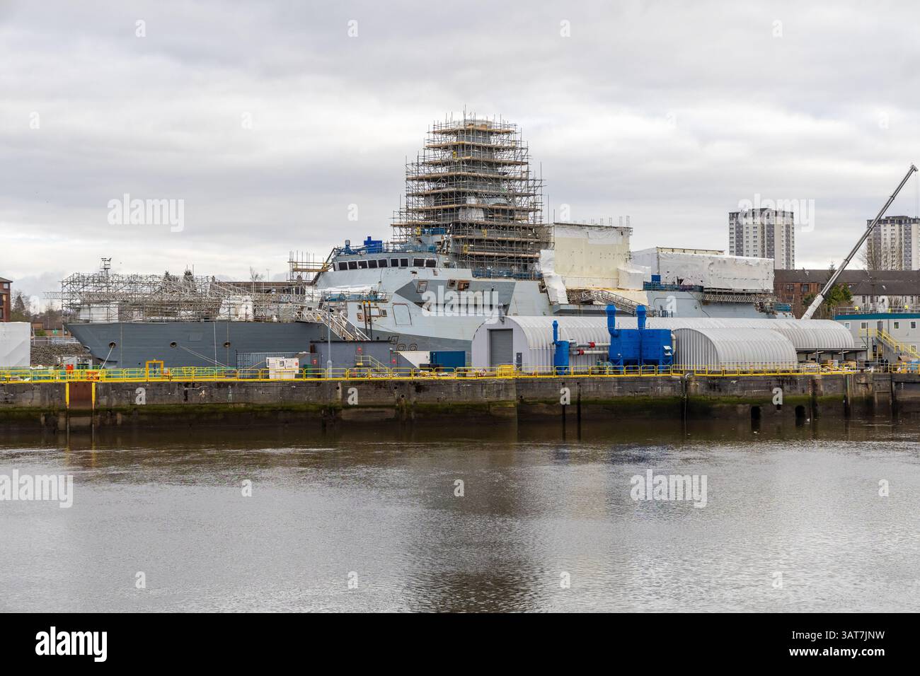 Glasgow, UK- March 30, 2024: Naval ship under construction at Glasgow ...