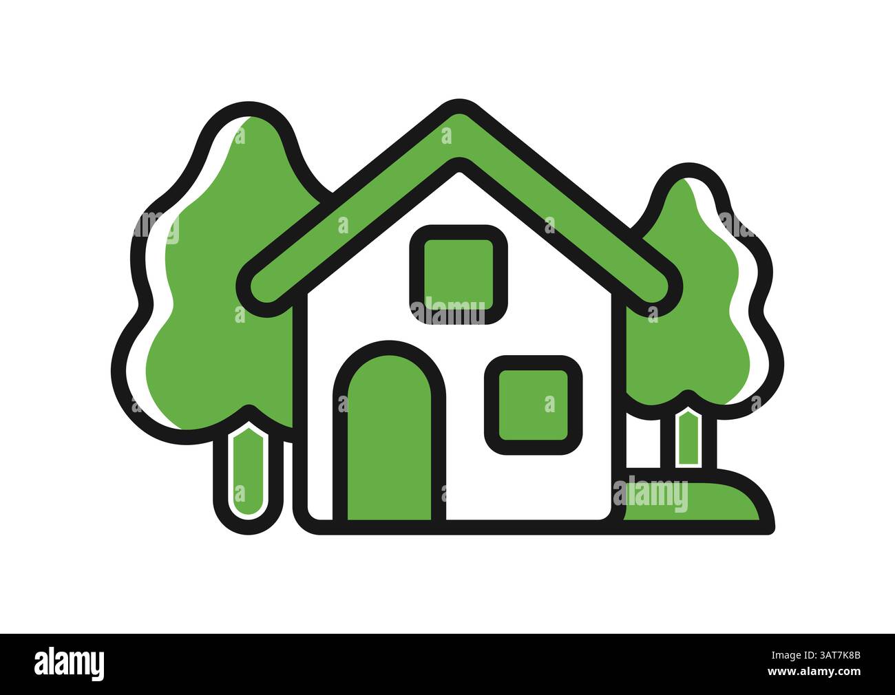 Eco house icon green, home with trees vector illustration Stock Vector ...