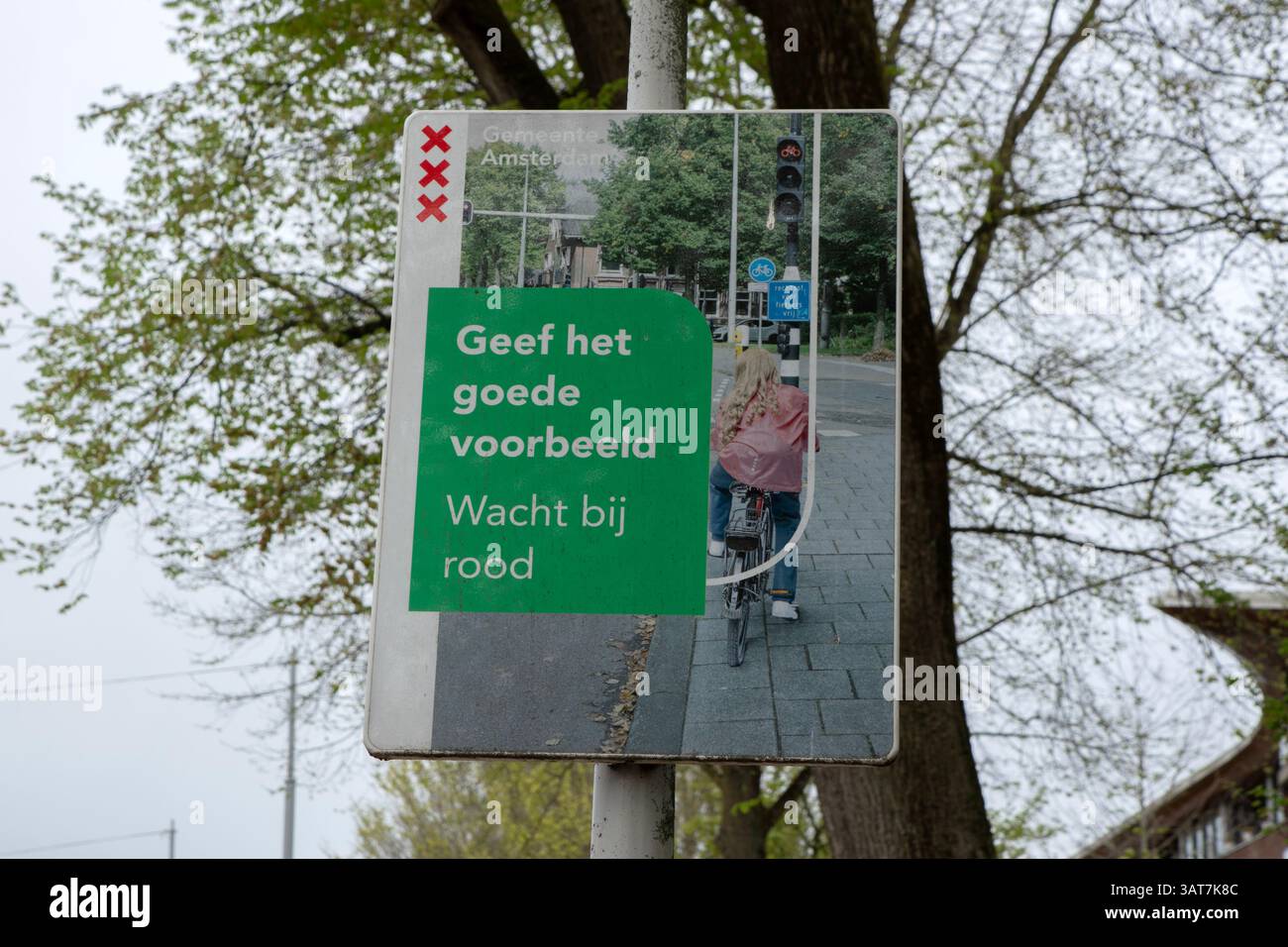 Billboard Warning Sign Stop At The Red Light At Amsterdam The ...