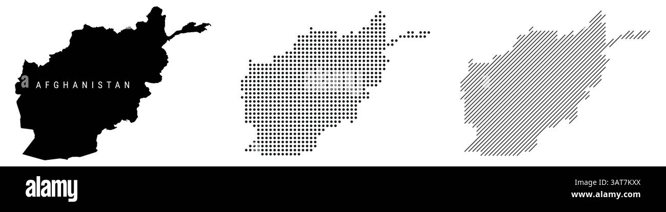 Afghanistan detailed silhouette map, dotted pattern and slanted ...