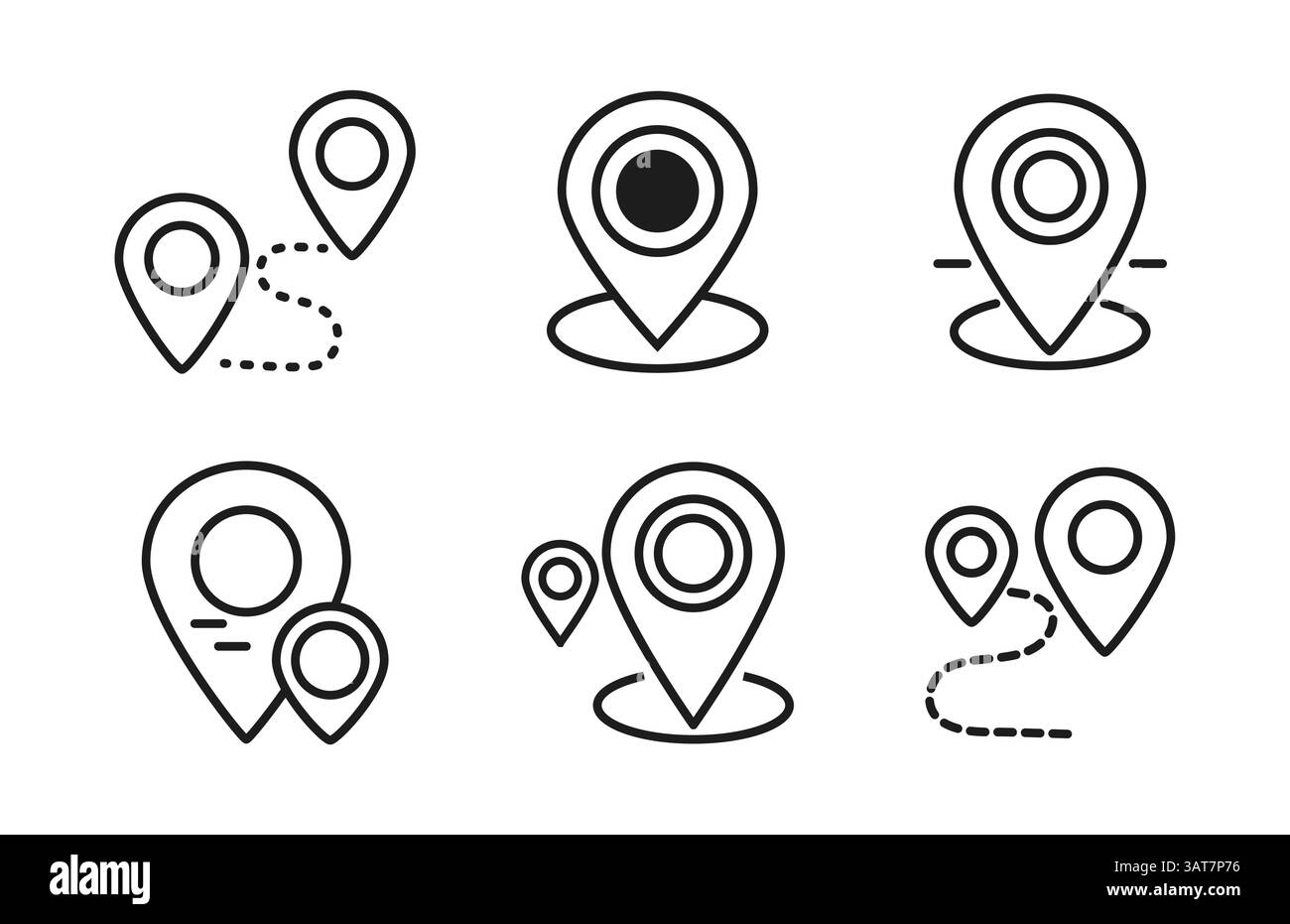 Navigation and map pointer icon. Outline gps location markers vector ...