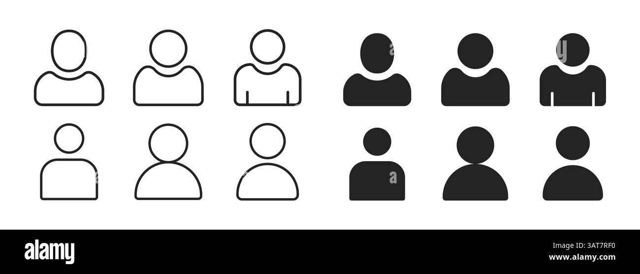 Profile avatar icon set. Simple outline and solid, user, profile, and ...