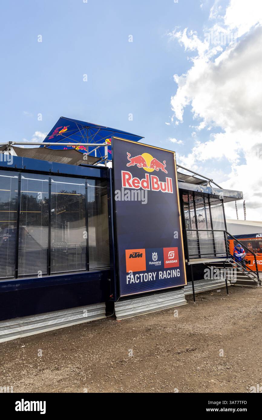 Winchester, UK- October 5, 2024: High tech Red Bull building serving as ...