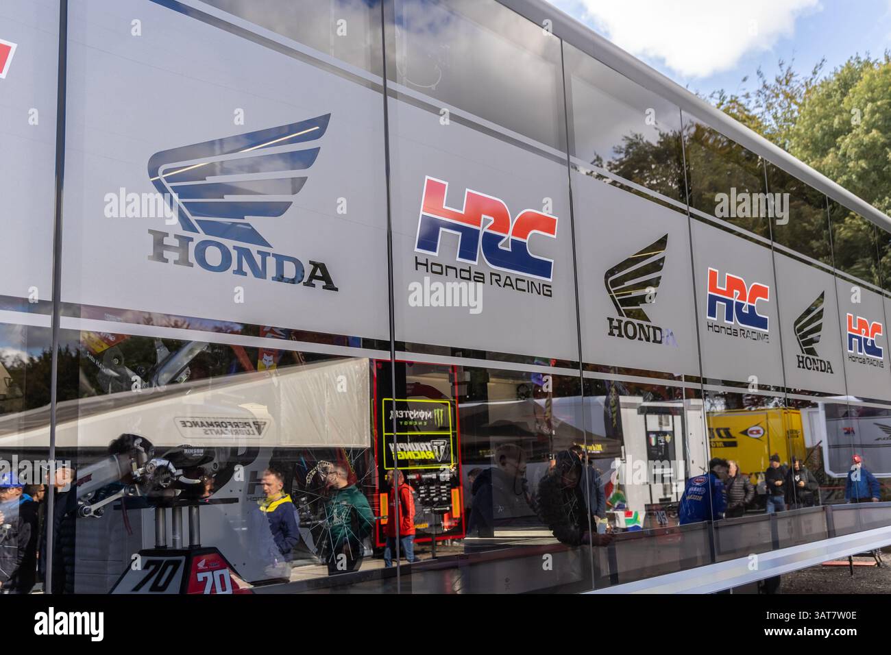 Winchester, UK- October 5, 2024: Modern Honda Racing HQ with floor to ...