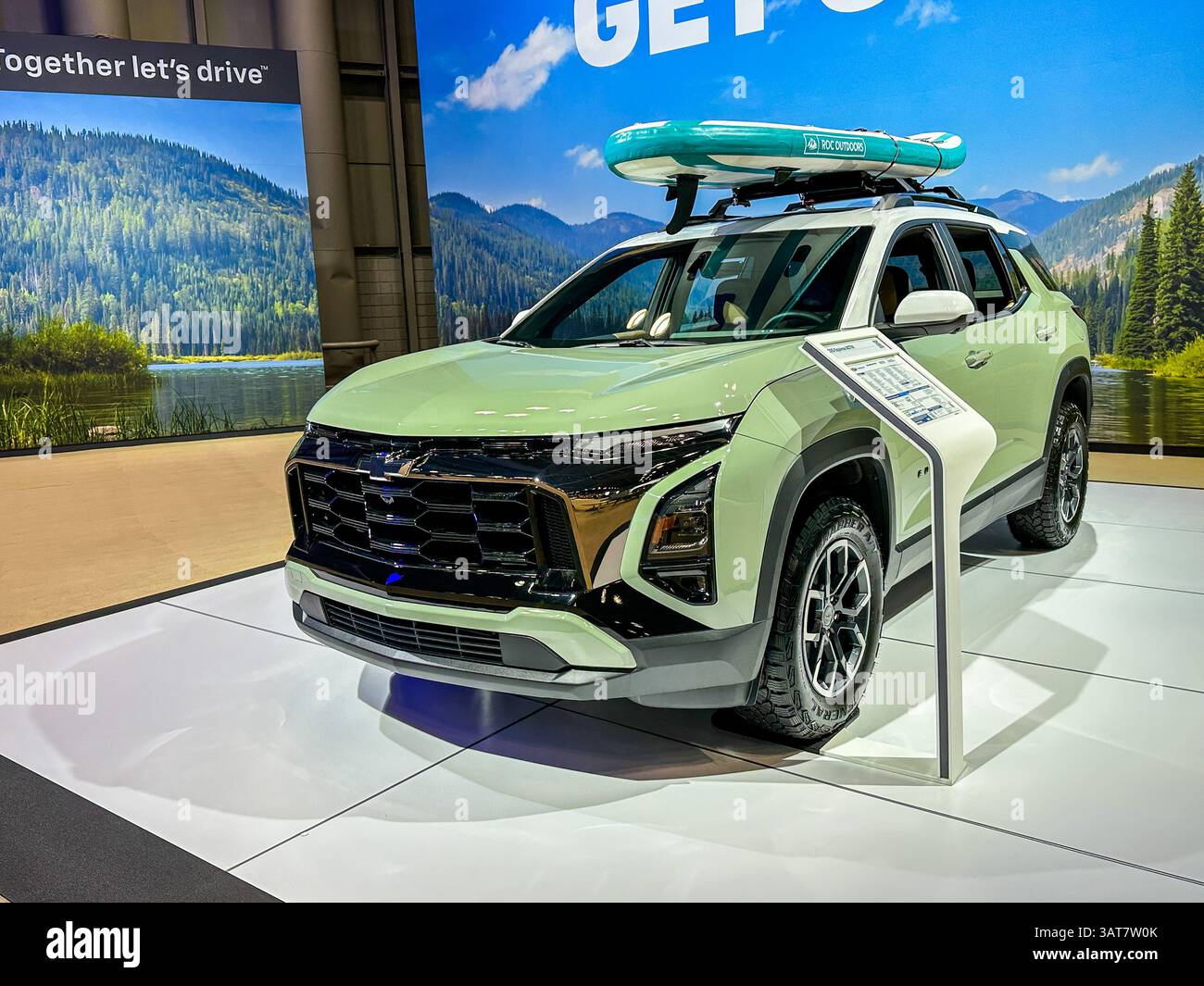 NEW YORK CITY, NY, USA- APRIL 16, 2025: Chevrolet Equinox Activ exhibit ...