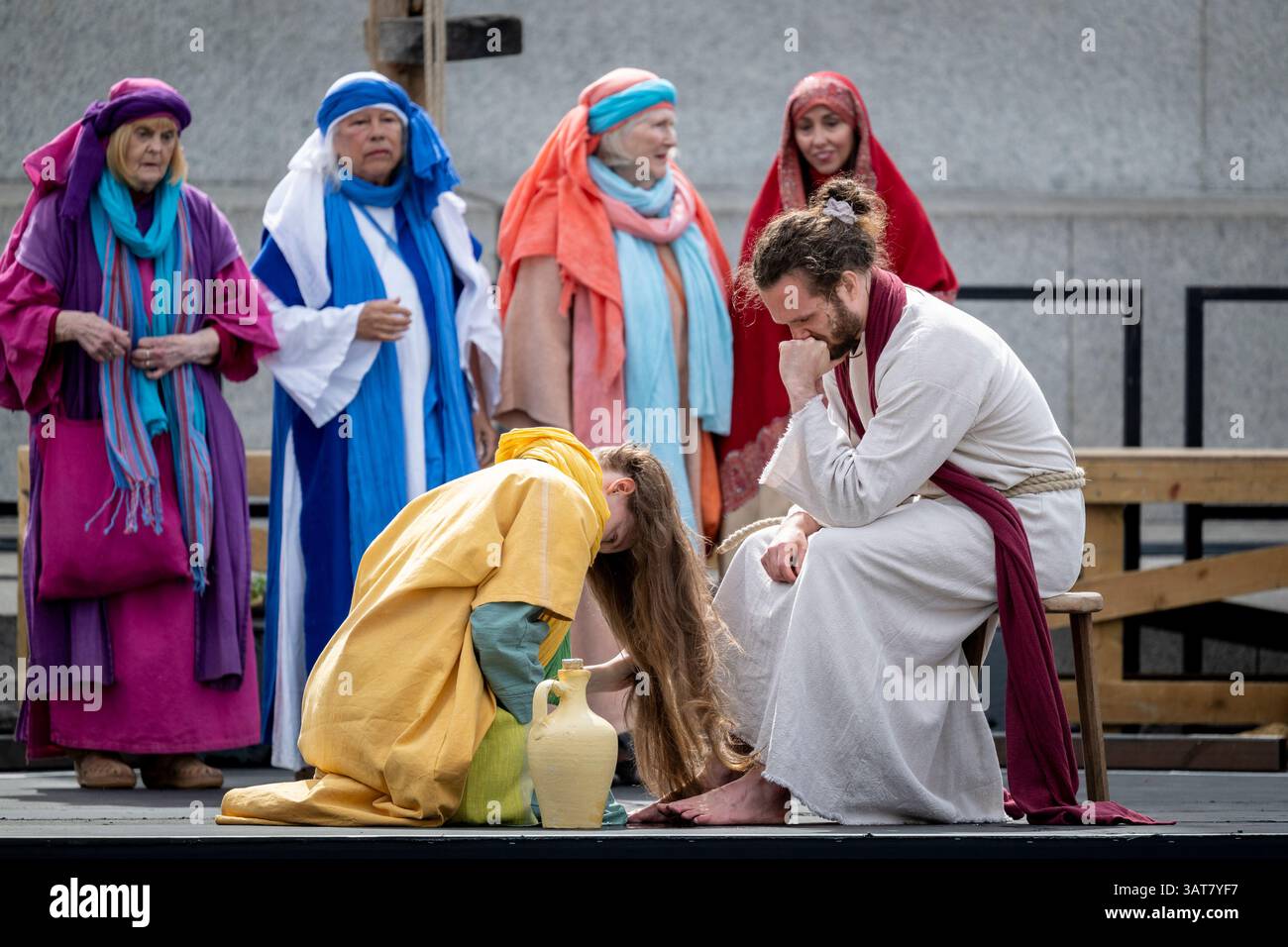 London, UK. 18 April 2025. Mary Magdalene washes Jesus' feet. Secondary ...