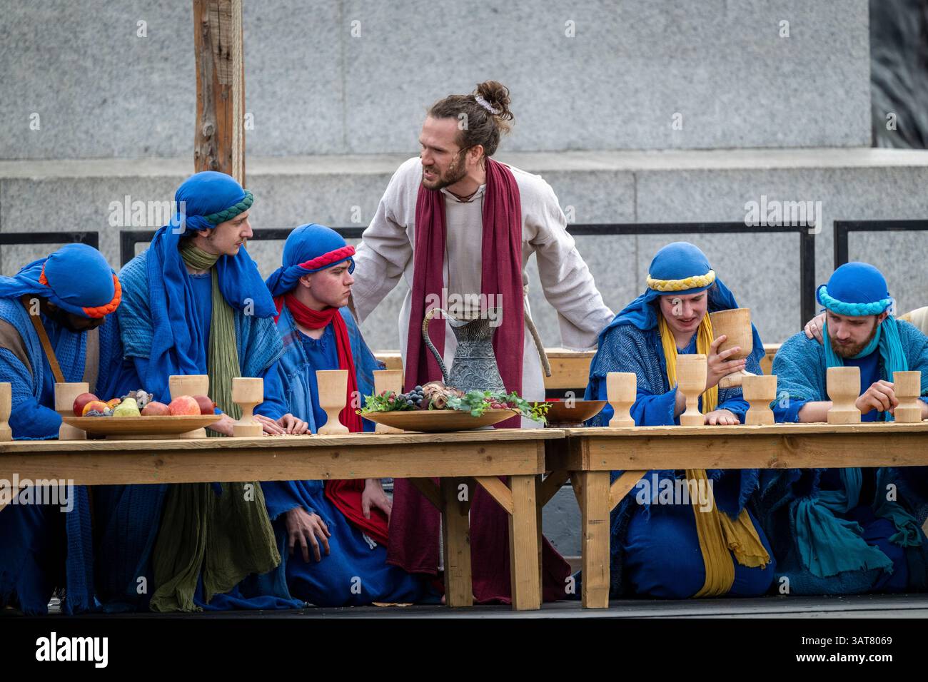 London, UK. 18 April 2025. The last supper. Secondary school teacher ...