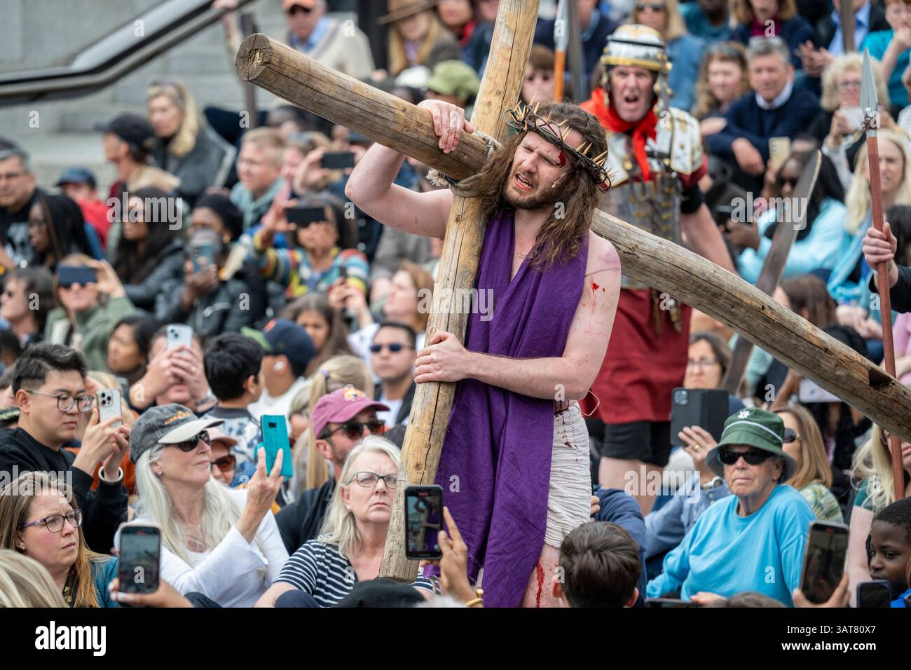 London, UK. 18 April 2025. The crucifixion. Secondary school teacher ...