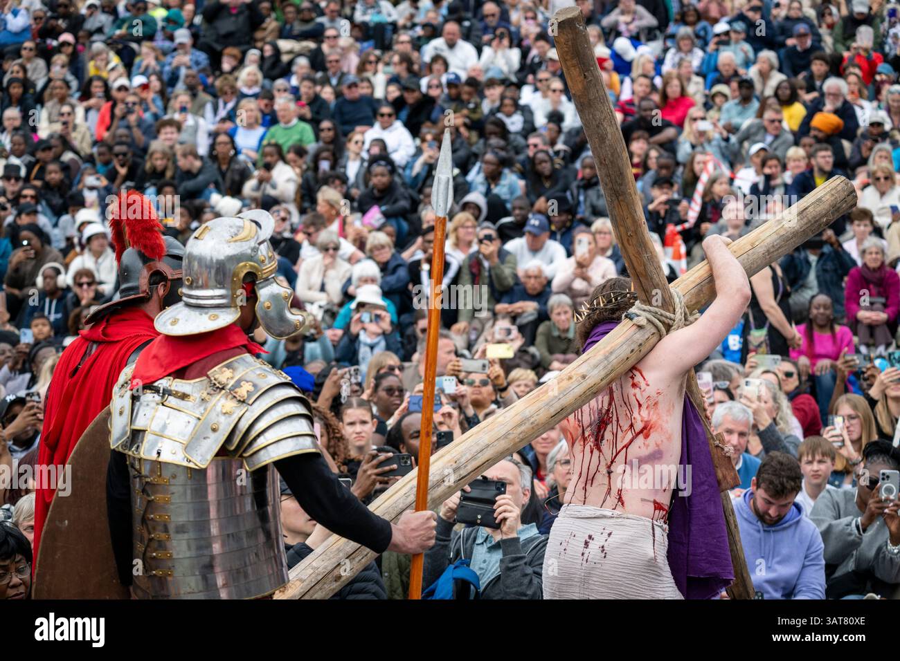 London, UK. 18 April 2025. The crucifixion. Secondary school teacher ...
