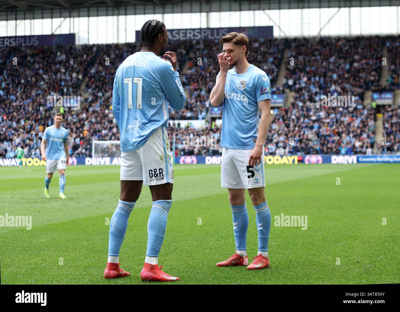 Coventry City's Jack Rudoni (right) celebrates scoring their side's ...