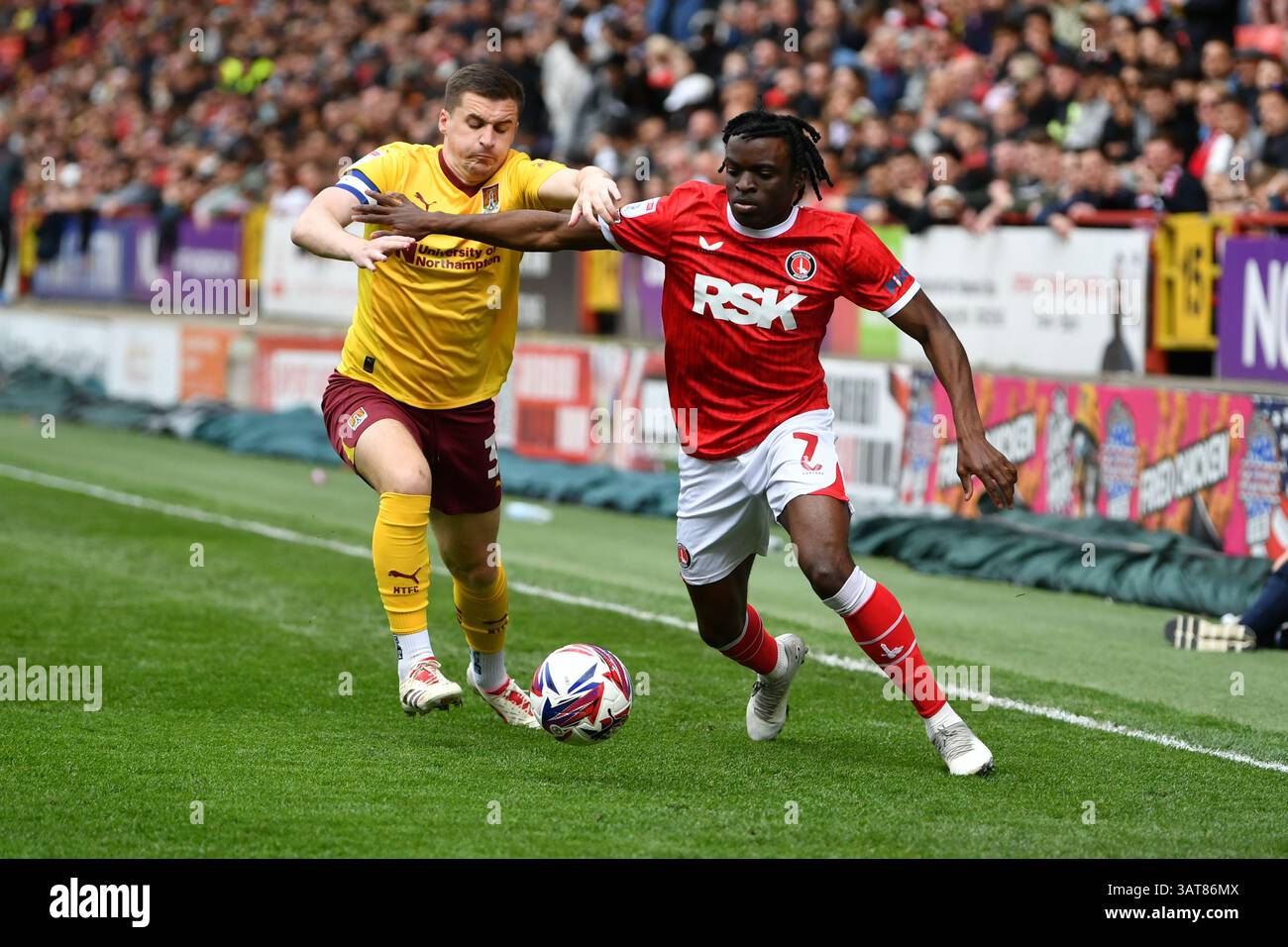 London, England. 18th Apr 2025. Tyreece Campbell and Aaron McGowan ...