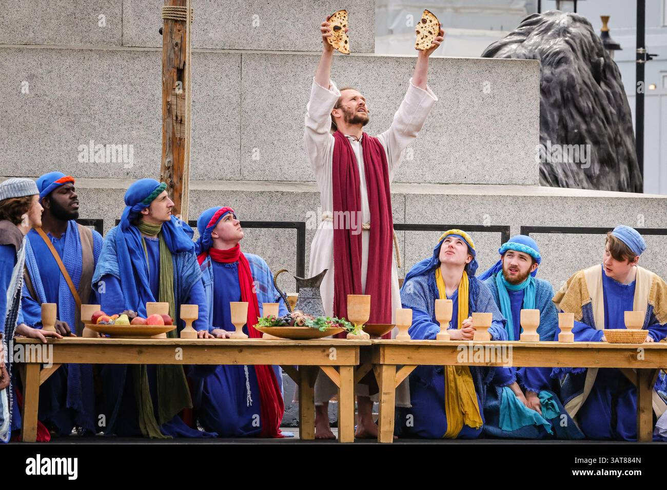 London, UK. 18th Apr, 2025. The Last Supper scene. The Passion of Jesus ...