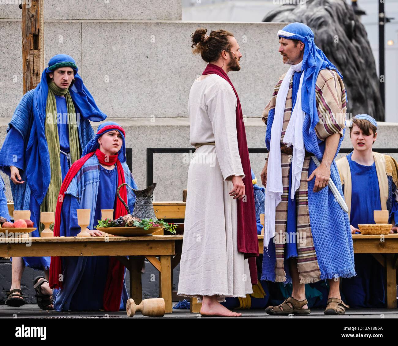 London, UK. 18th Apr, 2025. The Last Supper scene. The Passion of Jesus ...