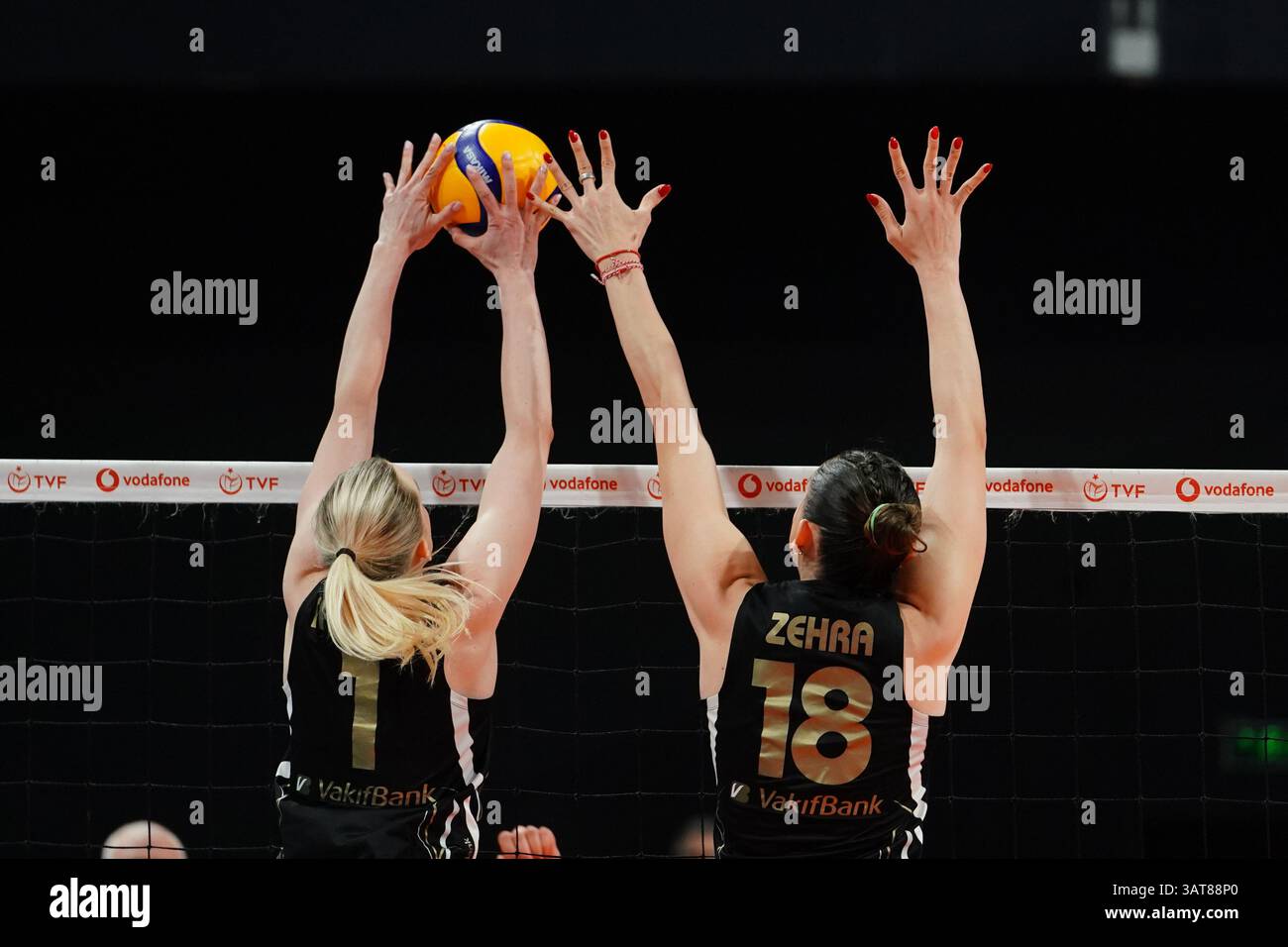 ISTANBUL, TURKIYE - APRIL 12, 2025: Alexandra Frantti and Zehra Gunes ...