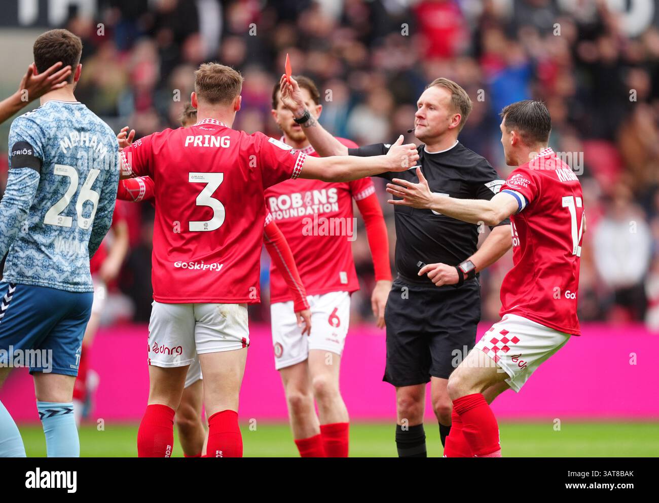 Sunderland's Trai Hume (not pictured) is sent off by refree Oliver ...