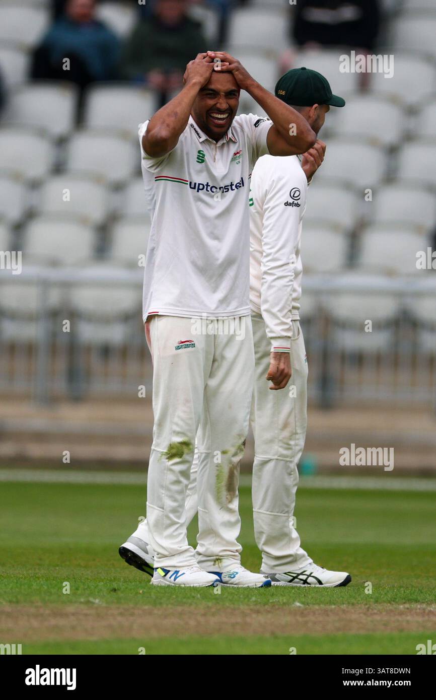 Leicestershire's Ben Mike on the first day of the Rothesay County ...