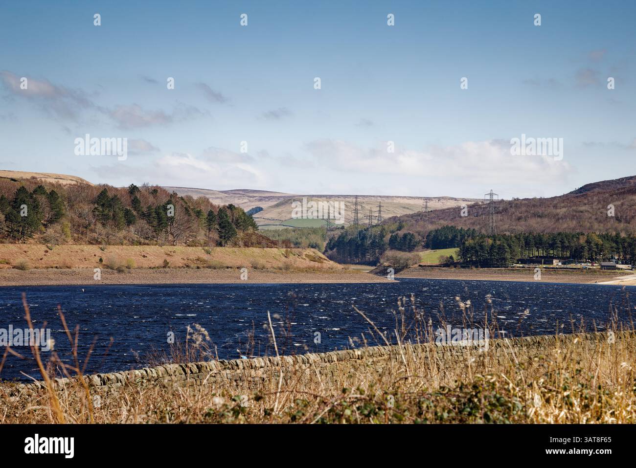 Choppy waters on a windy winter day at Torside Reservoir, Longdendale ...