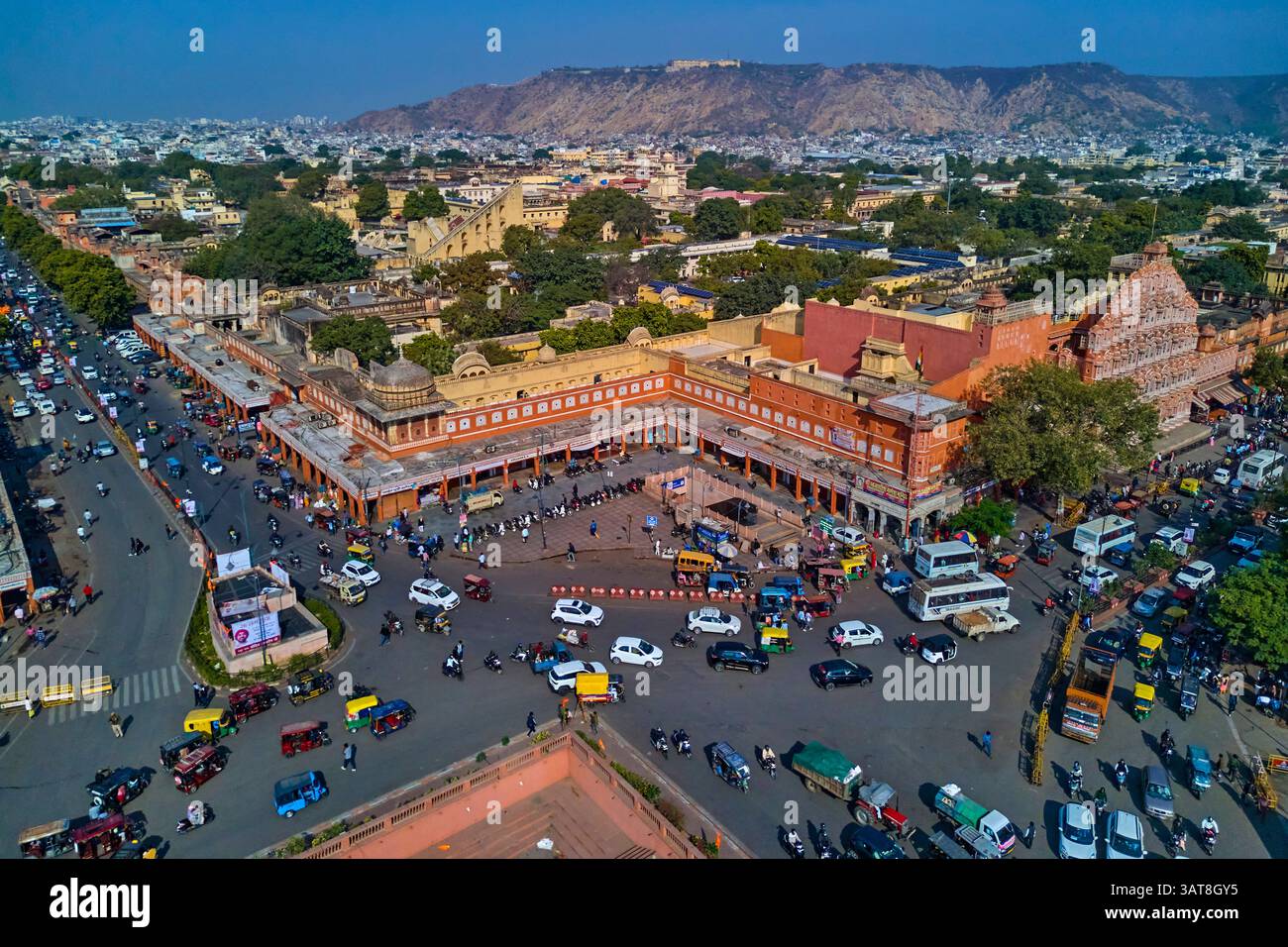 India, Rajasthan, Jaipur, UNESCO World Heritage Site, aerial view of ...