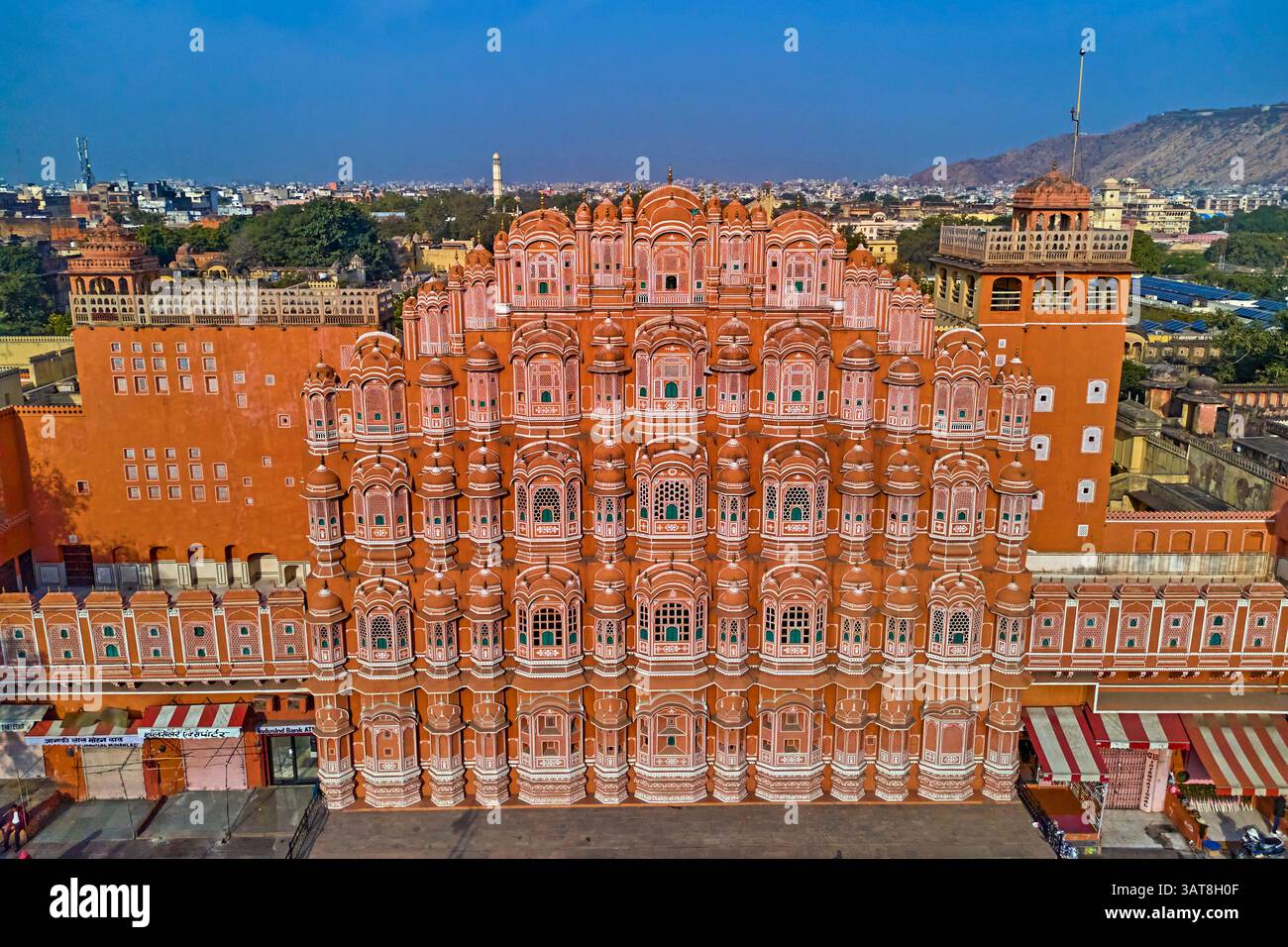 India, Rajasthan, Jaipur, UNESCO World Heritage Site, aerial view of ...