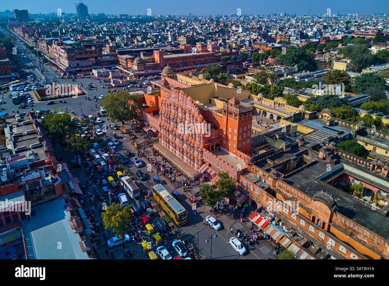 India, Rajasthan, Jaipur, UNESCO World Heritage Site, aerial view of ...