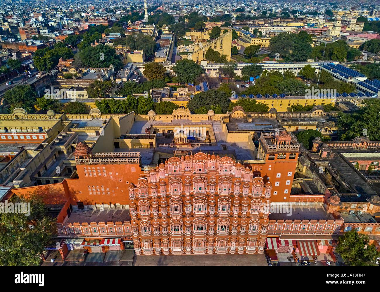 India, Rajasthan, Jaipur, UNESCO World Heritage Site, aerial view of ...