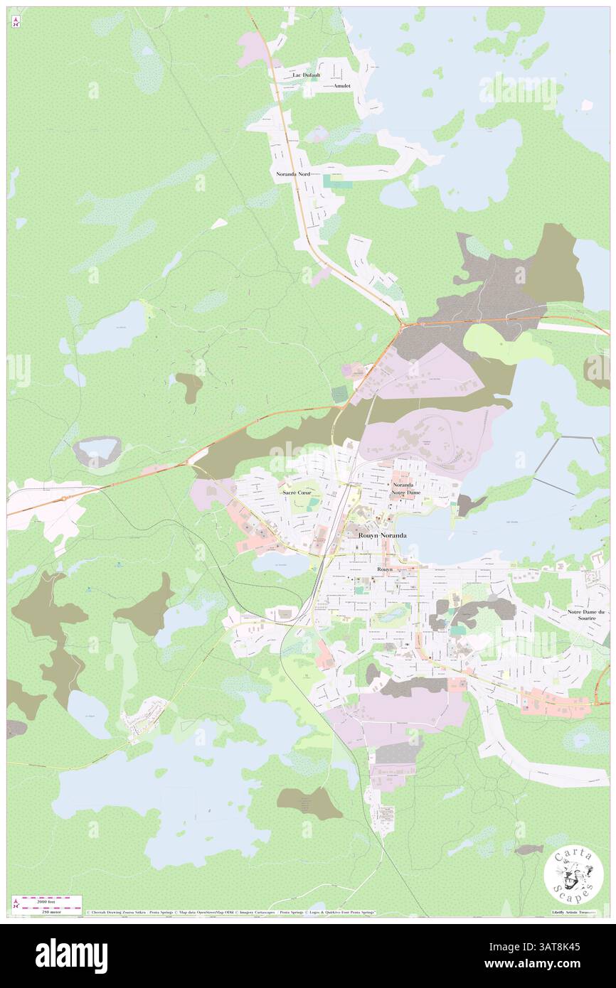 Map of rouyn noranda quebec Cut Out Stock Images & Pictures - Alamy