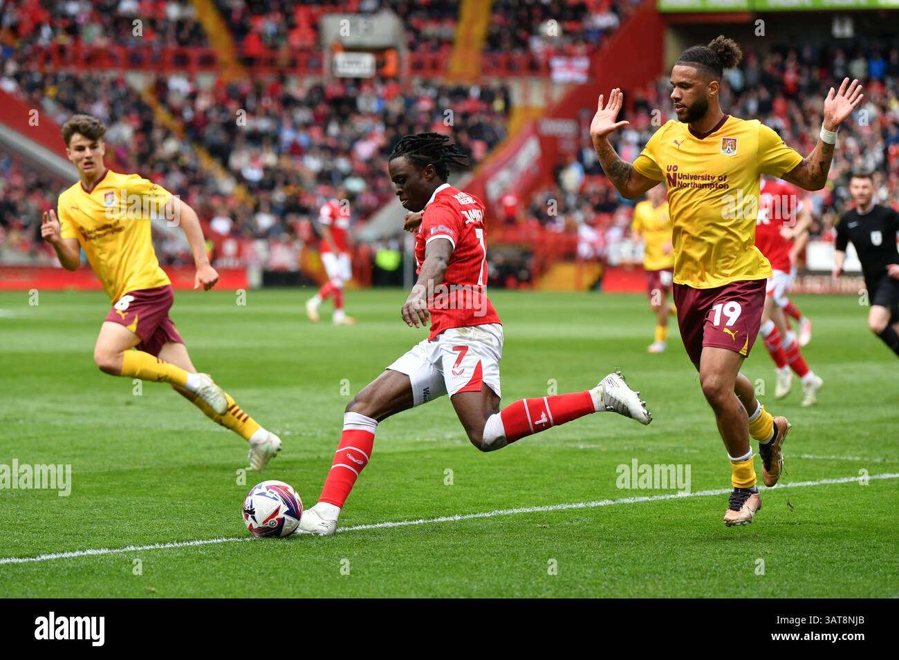 London, England. 18th Apr 2025. Tyreece Campbell and Tyler Roberts ...
