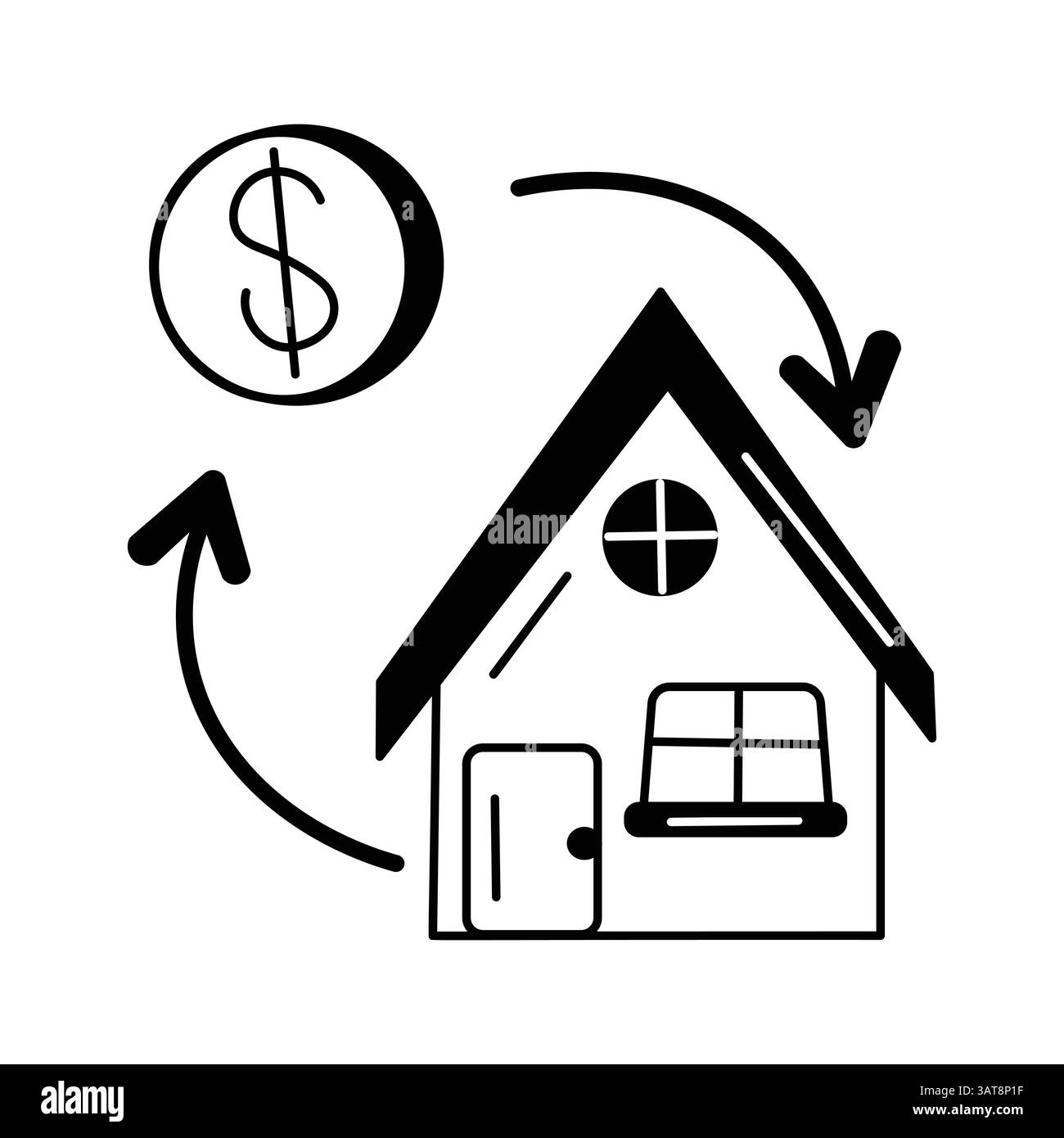 Icon of a house with arrows indicating value adjustment Stock Vector ...