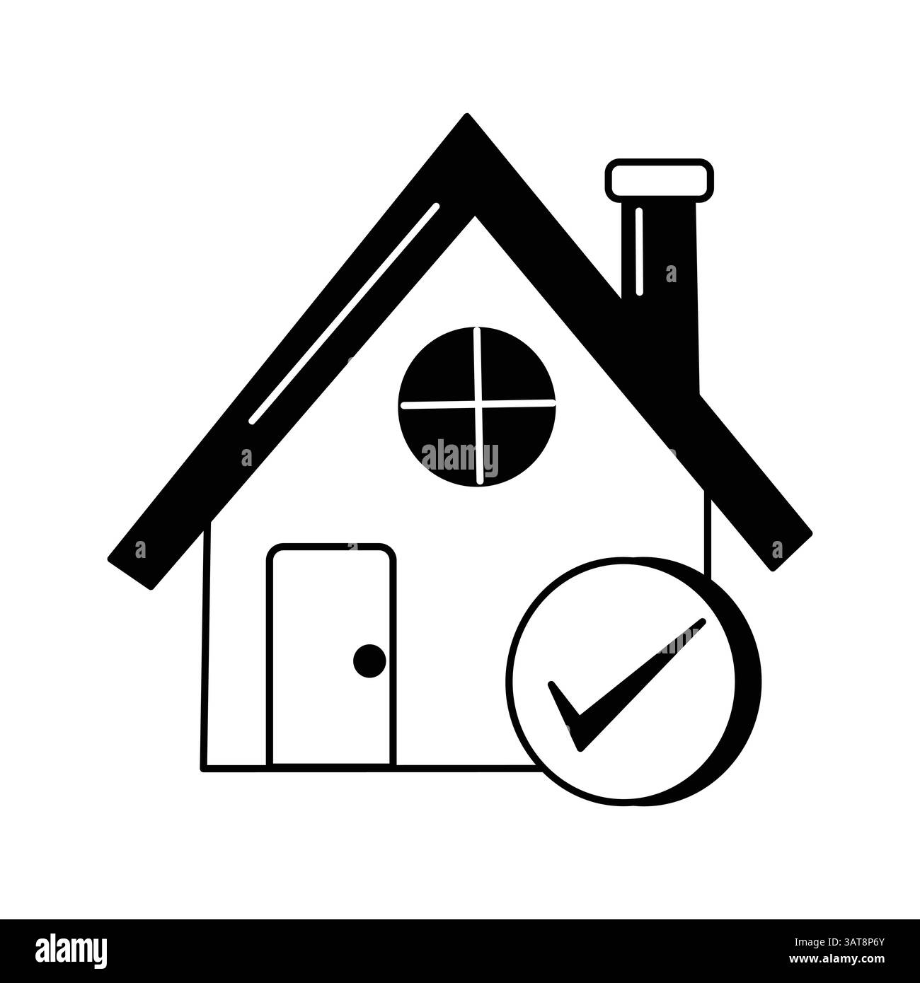 Icon of a house with a check mark, indicating inspection approval Stock ...