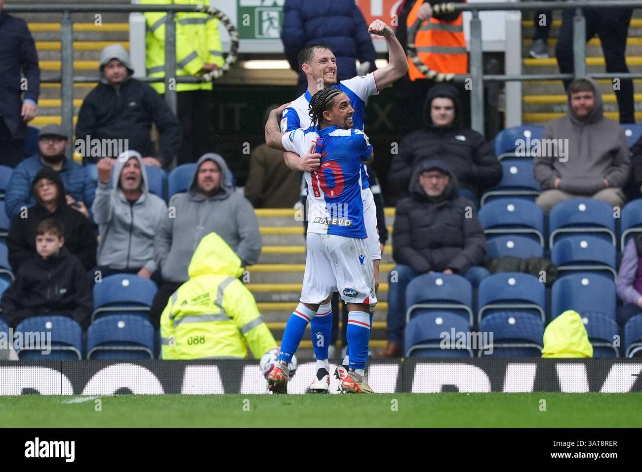 Blackburn Rovers' Dominic Hyam (centre) celebrates scoring their side's ...