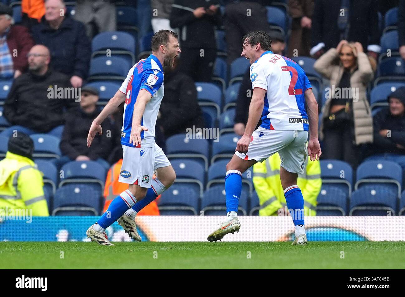 Blackburn Rovers' Sondre Tronstad (left) celebrates scoring their side ...