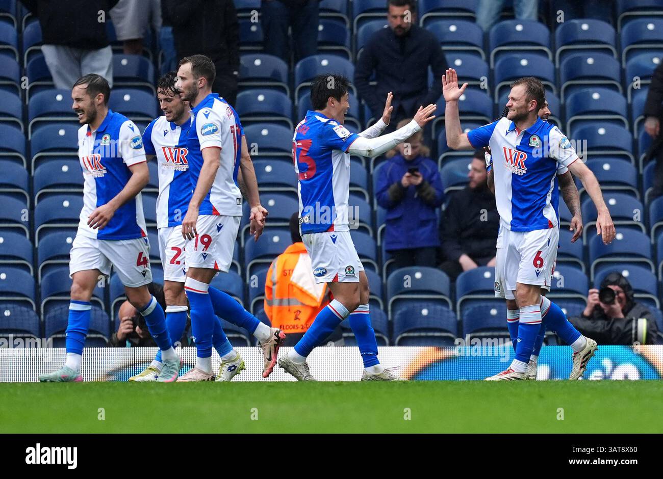 Blackburn Rovers' Sondre Tronstad (right) celebrates scoring their side ...