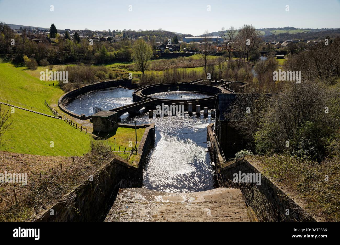 The waterworks beneath Bottoms Reservoir Dam, Hadfield, High Peak ...
