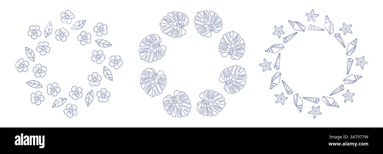 Sea shell doodle frame for decoration Stock Vector Image & Art - Alamy