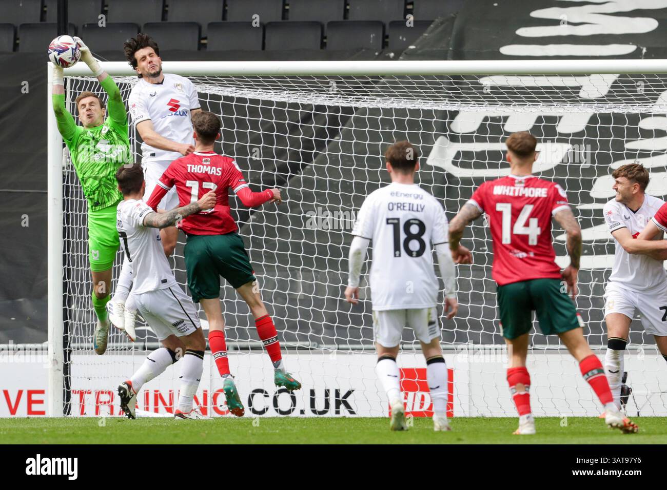 MK Dons keeper Craig MacGillivray during the first half of the Sky Bet ...