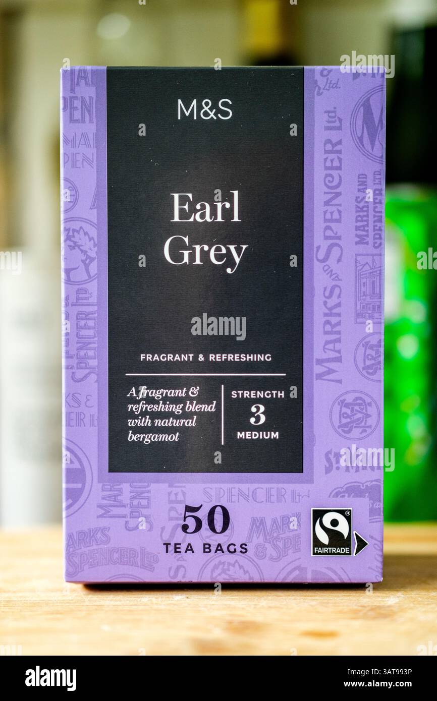 London UK April 18 2025, Box or Carton Of Marks and Spencer Earl Grey ...