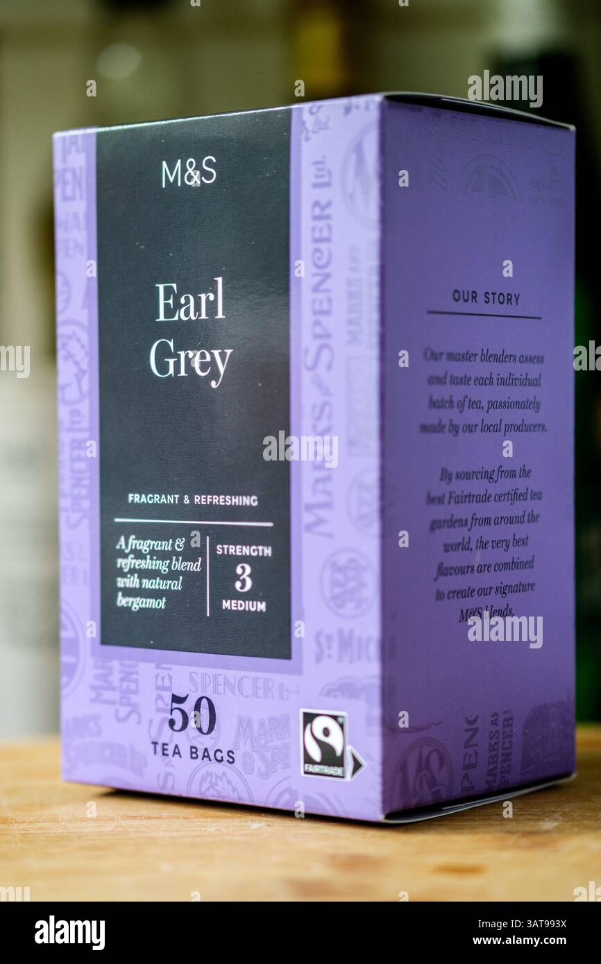 London UK April 18 2025, Box or Carton Of Marks and Spencer Earl Grey ...