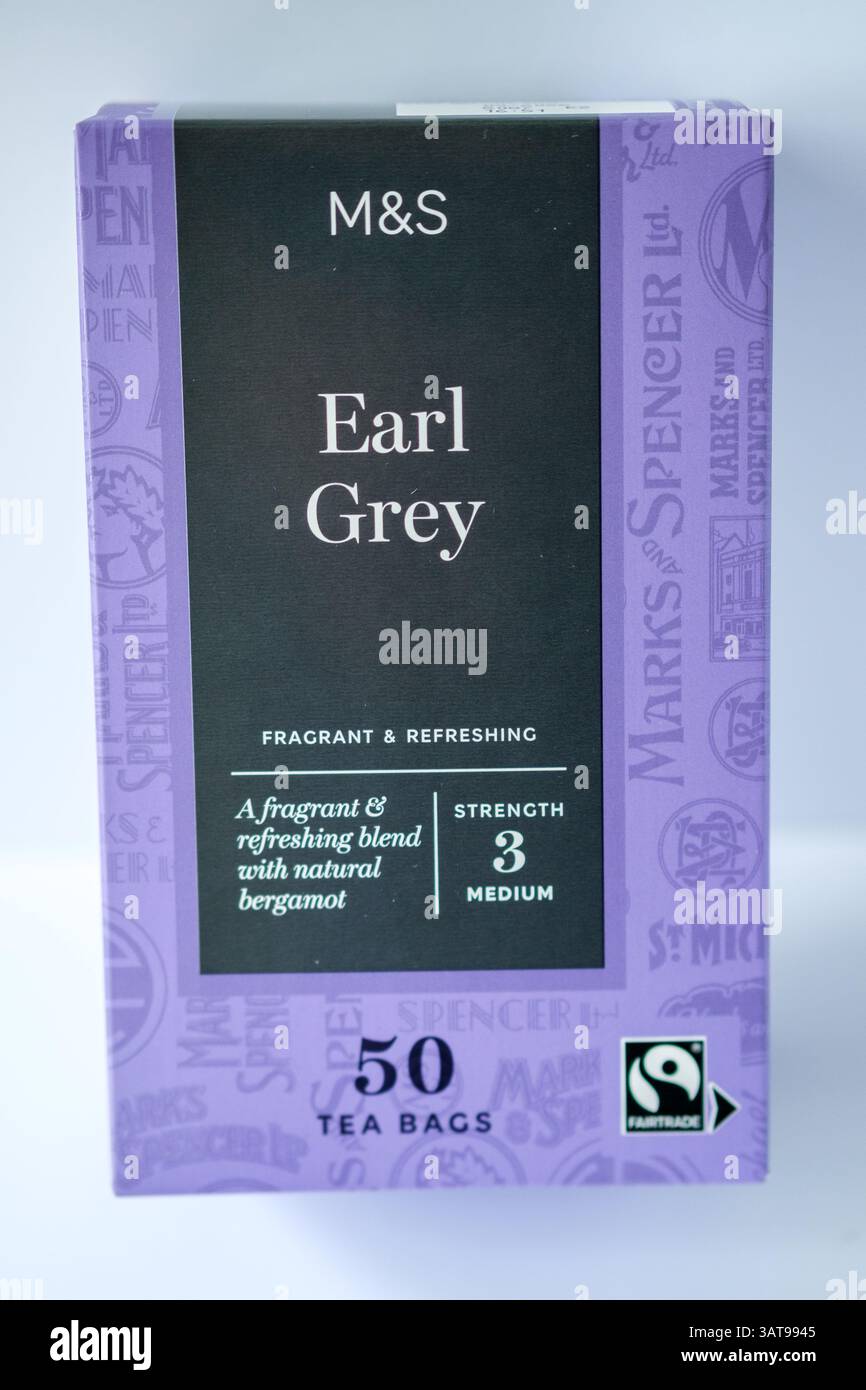 London UK April 18 2025, Box or Carton Of Marks and Spencer Earl Grey ...