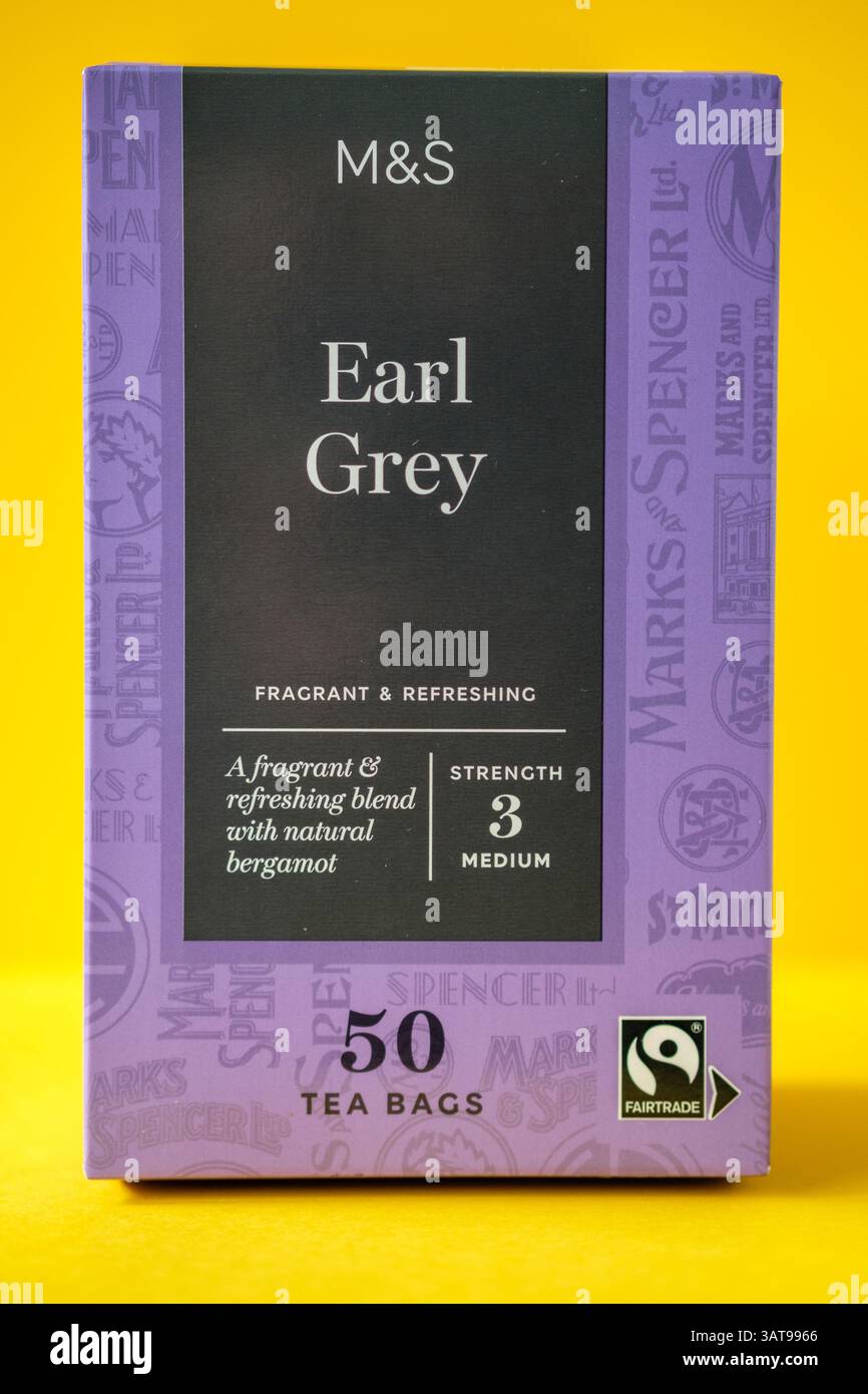 London UK April 18 2025, Box or Carton Of Marks and Spencer Earl Grey ...