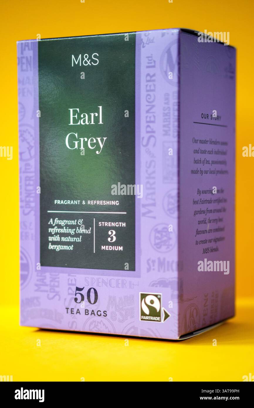 London UK April 18 2025, Box or Carton Of Marks and Spencer Earl Grey ...