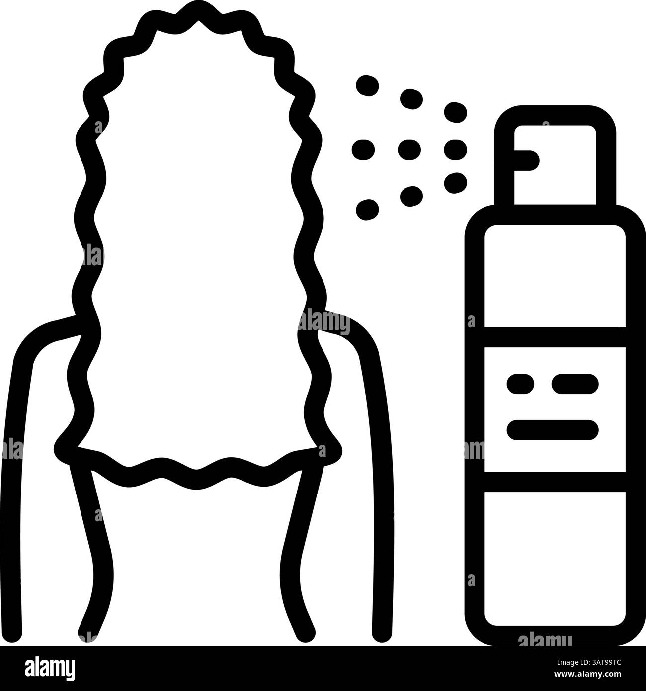 Woman using hair spray. Hairstyle fixation spray, washing hair routine ...