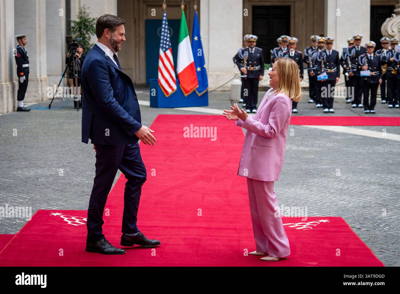 Rome, Italy. 18th Apr, 2025. Italian Prime Minister Giorgia Meloni ...