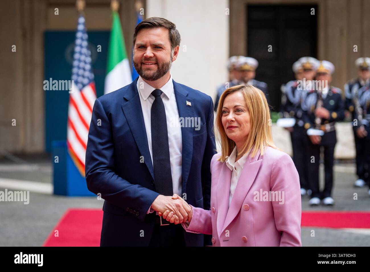 Rome, Italy. 18th Apr, 2025. Italian Prime Minister Giorgia Meloni and ...