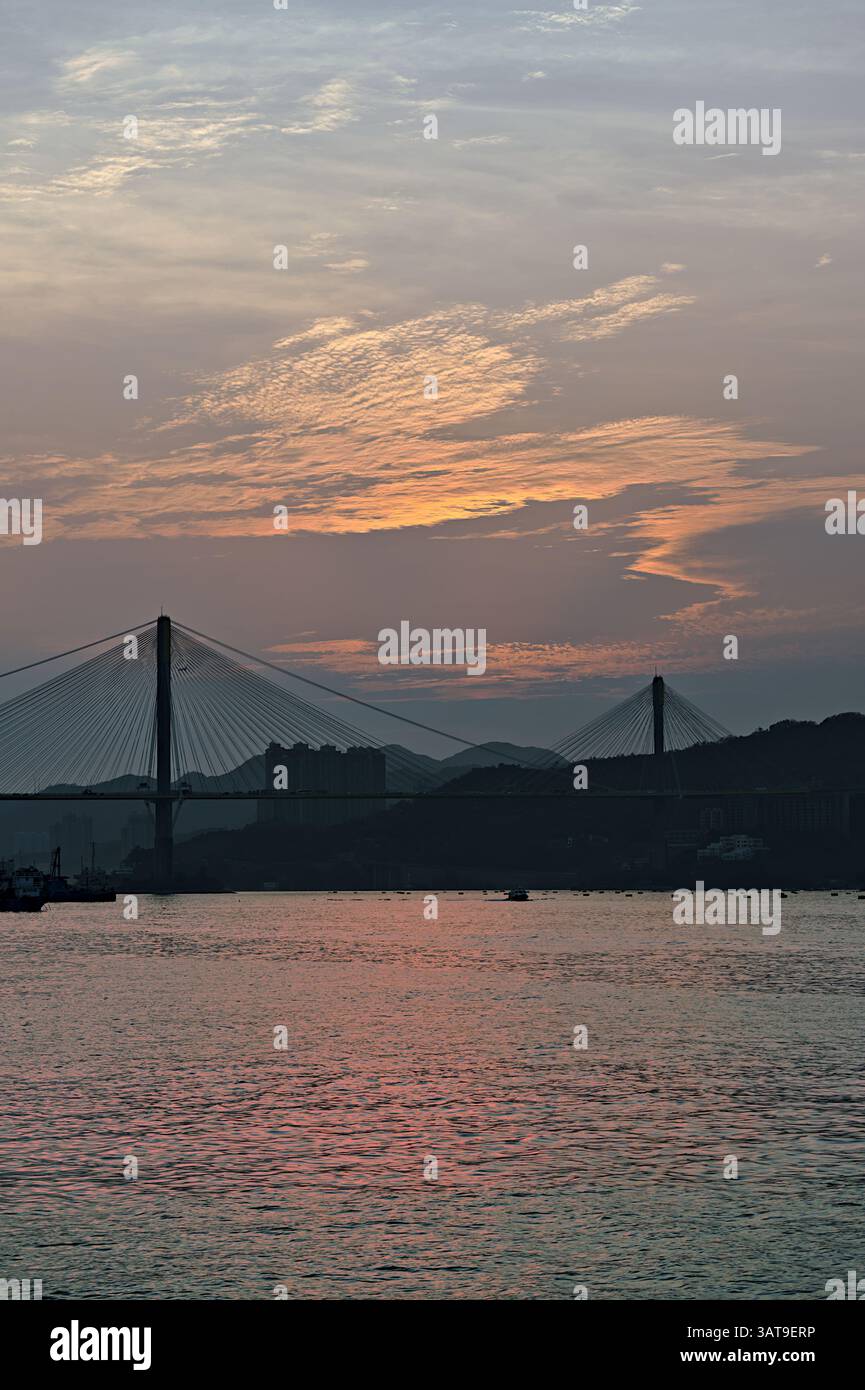 Aerial shot long bridge boats hi-res stock photography and images - Alamy