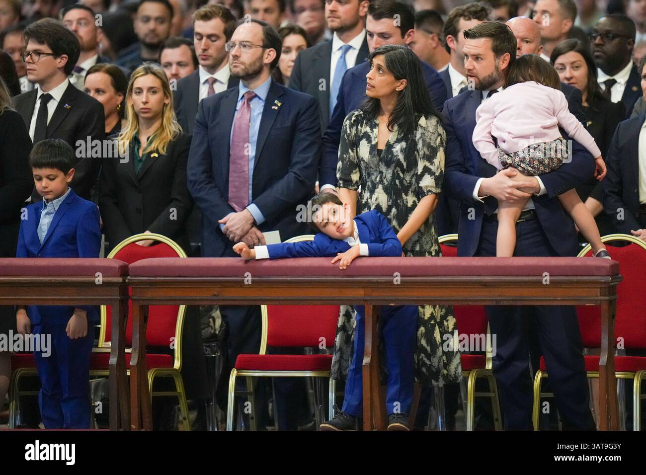 U.S. Vice President JD Vance, and his wife Usha Vance, center, with ...